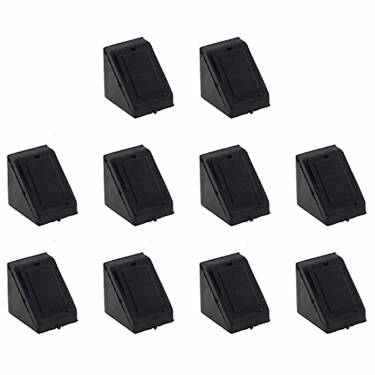 Plastic Corner Brace E-outstanding 10PCS Black Plastic Furniture Corner Braces, Shelf Cabinet Door 90 Degree 2 Holes Angle Brackets with Cover Cap, Black