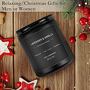 Scented Candles Black for Men, Lavender & Vanilla Jar Candles, Soy Candles for Home Scented, Aromatherapy Candles Gifts for Women & Men, 7oz