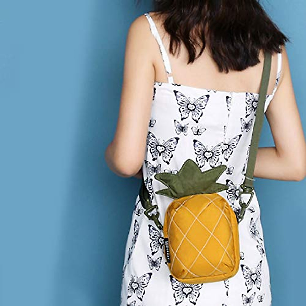 Van Caro Pineapple Shape Mini Purse,Women Crossbody Oxford Fruit Bag Cellphone Purse Ginger