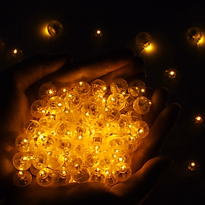 Aogist 100pcs Orange Flash Balloon Light with Loop for Hanging,Mini Ball Lights Led Drinks Lights Round Tiny Light for Paper Lanterns Balloons Birthday Party Event Wedding Decoration