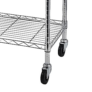WEI WEI GLOBAL 5-Tier Heavy Duty Shelving Unit - Wire Shelving with Wheels - Metal Organizer Wire Rack - Bakers Rack - Garage Storage Shelves Organization - Standing Shelves Pantry Kitchen - Chrome