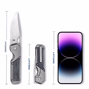 Kizer Militaw Pocket Knife 3.35 Inches Stonewashed S35VN Steel Blade EDC Knife, Titanium+Micarta Handle with 3D Pocket Clip, Ki3634A1