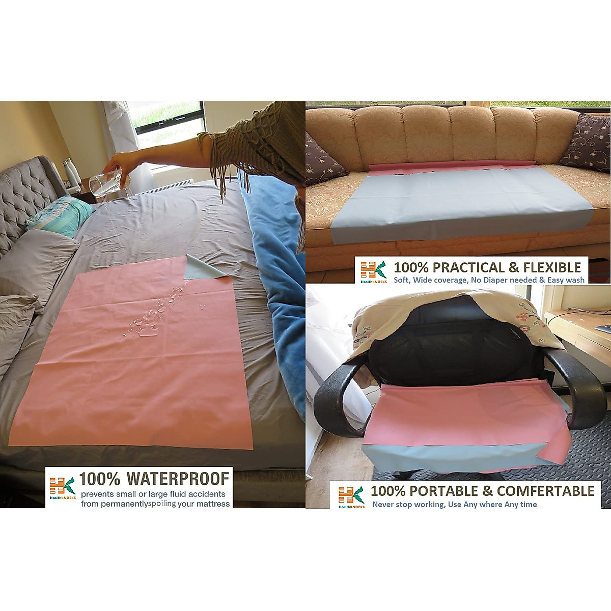 HK Mattress Protector Crib, Mackintosh Bed Sheet for Baby, Rubber Sheet for Urine Bedwetting, Reusable Mat for Toddler, Washable Bed Pads for Incontinence, Waterproof Material, 1 Meter