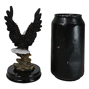 Ebros American Pride Swooping Bald Eagle with Spread Out Wings by Rocky Cliff Statue On Black Trophy Base 5.25" Tall USA Patriotic National Emblem Independence Day American Home Decor Figurine