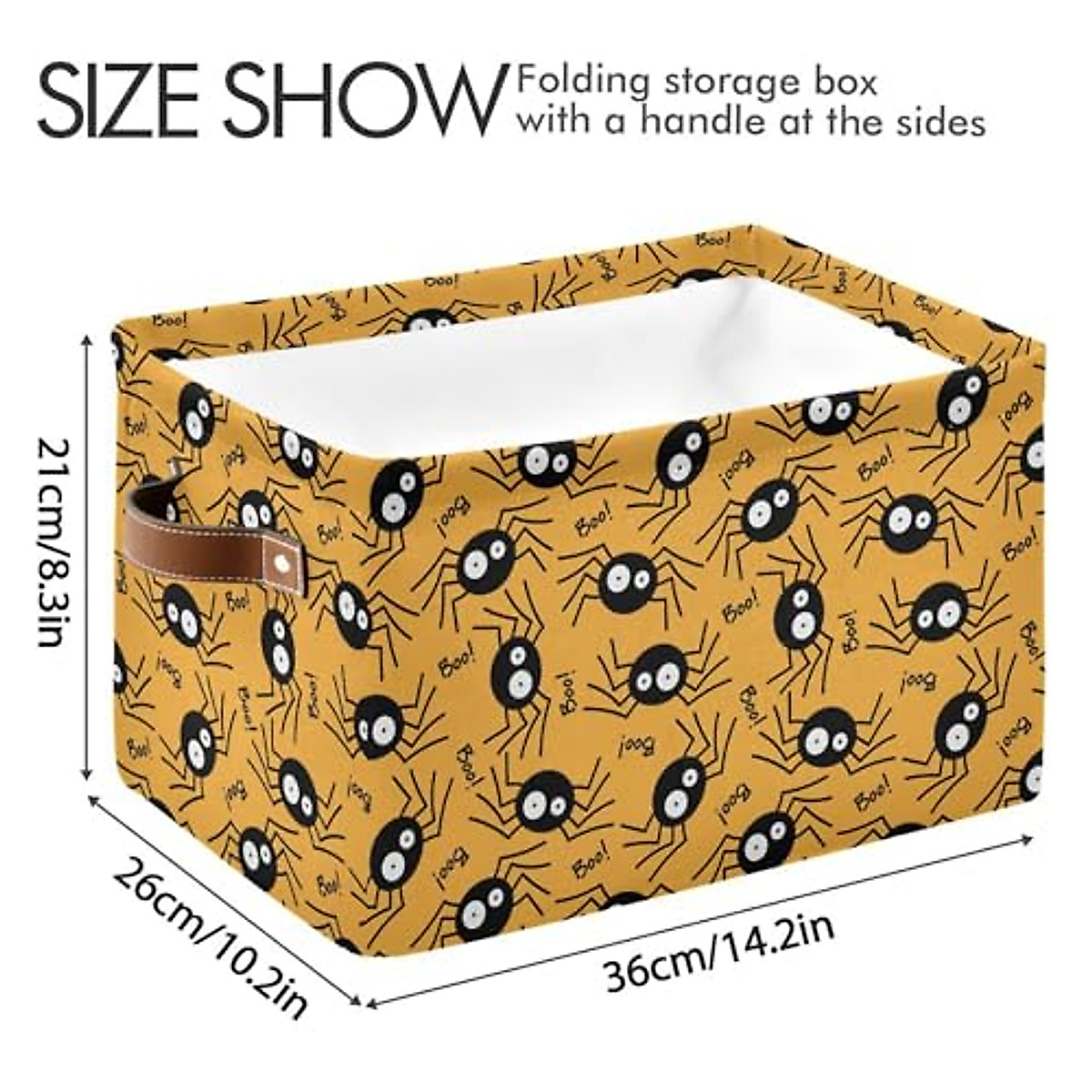 Halloween Spider Orange Storage Basket Bins Foldable Laundry Hamper Toy Storage Bins Box Organizer for Living Room Clothes Nursery Closet Shelf Playroom,1 pcs