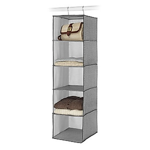Whitmor Hanging Accessory Shelves 5 Open Sweater Shelves Crosshatch Gray
