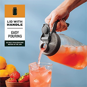 County Line Kitchen Glass Mason Jar Pitcher with Lid - Wide Mouth, 2 Quart (64 oz) - Heavy Duty, Leak Proof - Sun & Iced Tea Pitcher, Cold Brew Coffee, Breast Milk Storage, Water - Leaf Green