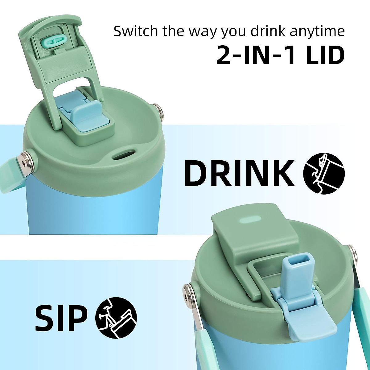 Greylock 30 oz Tumbler with Handle, Vacuum Insulated Tumblers with Flip Straw and Top Handle, Reusable Tumbler with Lid and Straw for Home, Office or Car, Leak-Proof Travel Mug, Keep Cold for 24 Hrs