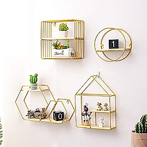 YunNasi Floating Wall Mounted Shelf Storage Display Racks Hanging Home Decor Unit for Living Room Bedroom Hallway (Small Round, Black)…