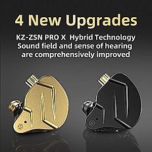 erjigo KZ ZSN PRO X Hybrid Banlance Armature with Dynamic in-Ear Earphone ERJIGO ZSNPROX 1BA+1DD HiFi Headset ZSNPRO X erabuds (with Mic, Black)