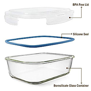 EcoEvo Glass Food Storage Containers Set, Large Size Glass Containers with Lids, BPA-free Locking lids, 100% Leak Proof Glass Meal Prep Containers, Freezer to Oven Safe (2 Pack of 80oz)