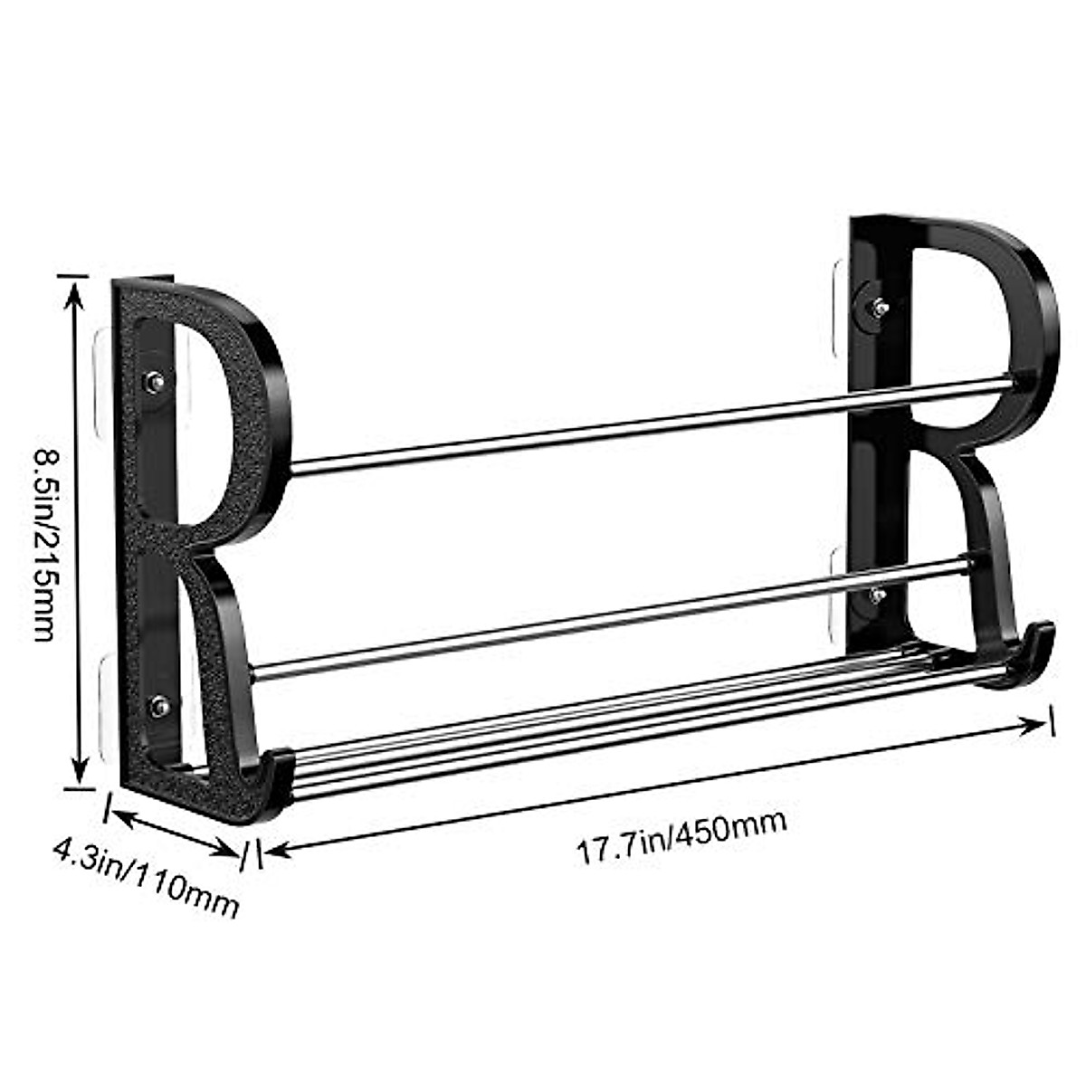 Yocice Wall Mounted Shoes Rack 3Pack/Can Store 6Pairs Sneakers and 6Pairs Slide Sandal,with Sticky Hanging Mounts, Shoes Holder Storage Organizer Shelf ,Door Shoe Hangers,Black,SM05-17.7inch length
