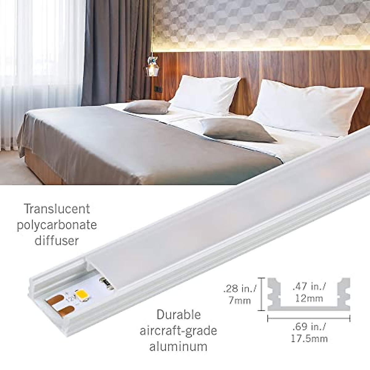 Armacost Lighting Surface Mount LED Tape Light Mounting Channel 5-Pack - White, 960055