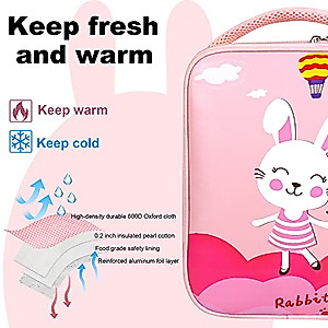 Spoilu lunch Box for Kids, School Insulated Lunch Bags for Boys and Girls - Double Insulated, Durable, Water-Resistant Fabric, Rabbit