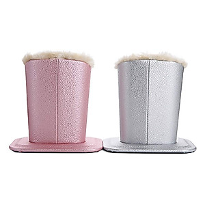 Siveit Eyeglass Holders, PU Leather Eyeglass Holder Stands with Soft Plush Lining, Silver, Pink - 2 Packs