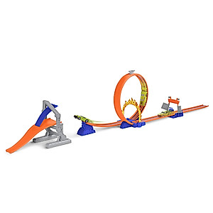 Driven by Battat – Toy Car Stunt Playset – 16Pc Toy Racing Loop Set – Race Car Toys and Playsets for Kids – Pullback Car – 3 Years + – Stunt Jump Extreme (16pc)