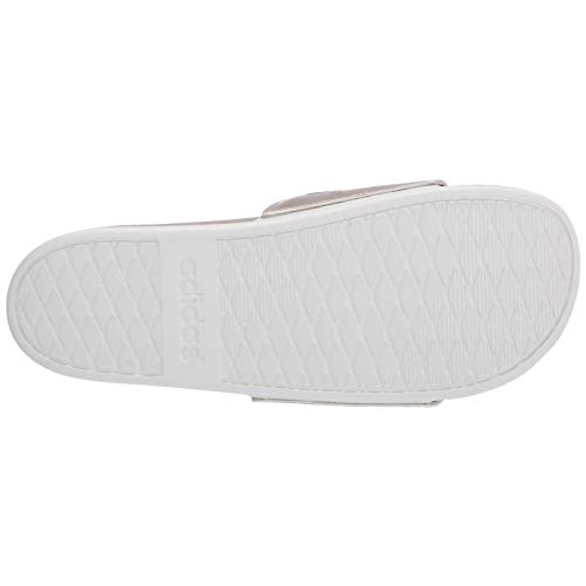 adidas Women's Adilette Comfort Slides Sandal, Champagne Metallic/Champagne Metallic/Crystal White, 11