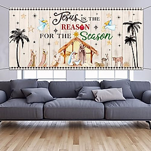 Outus Nativity Garage Door Cover Christmas Jesus is The Reason for The Season Nativity Nativity Scene Backdrop Religious Banner Background for Xmas Holiday Outdoor Home Party Supplies 13 x 6 ft