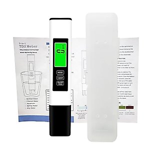 4 in 1 TDS Meter Digital Water Tester – TDS, EC & Temperature Measurement (°C/°F) 0-9990 ppm for for Drinking Water, Aquariums, Hydroponics, RO/DI Systems & More (White)