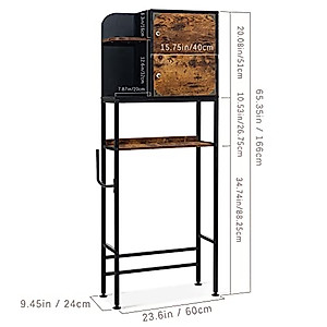 Becko US Over The Toilet Storage Cabinet with Doors & Adjustable Shelves, Bathroom Storage Organizer Shelf with Toilet Paper Holder, Tall Freestanding Multifunctional Rack