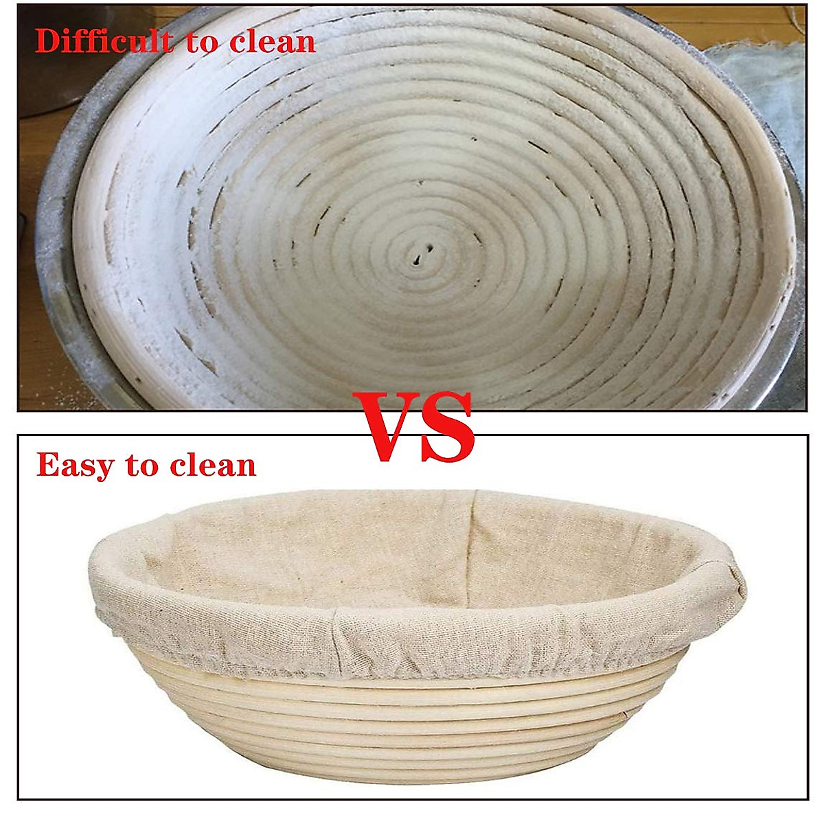 6 Pack 9" Round Bread Proofing Basket Cloth Liner, Natural Rattan Banneton Proofing Cloth for Professional & Home Baking Accessories Tools (6 PCS)