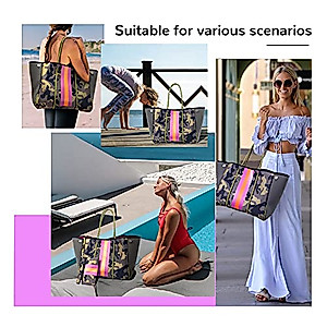 IBEE Large Neoprene Tote Bag for Women Big Womens Beach Tote Bag Foldable Pool Tote Bag Shoulder Bag for Travel Vocation