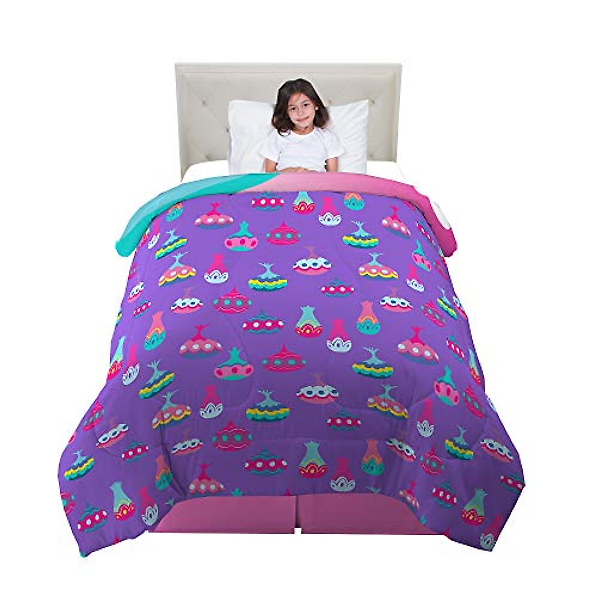Franco Kids Bedding Super Soft Reversible Comforter, Twin/Full, Trolls World Tour