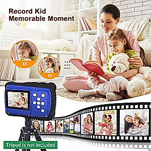 Kids Digital Camera-12 MP Children's Camera IP54 Rainproof Compact Video Camera with Flash,8X Digital Zoom, Point and Shoot Cameras for 3-14 Year Old Teen Boys Girls Christmas Birthday Gifts