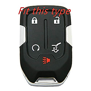 KAWIHEN Leather Key Fob Case Cover Compatible with for 2017 2018 2019 2020 Chevrolet Chevy Silverado Suburban Tahoe GMC Acadia Sierra Terrain Yukon HYQ1AA 1551A-AA 13508275A 13584502(5 Buttons)