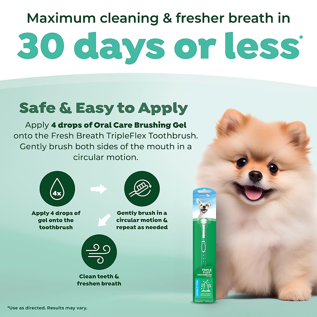 TropiClean Fresh Breath TripleFlex Toothbrush for Small & Medium Dogs | 360-Degree Dog Dental Cleaning | Dog Toothbrush for Small & Medium Breeds