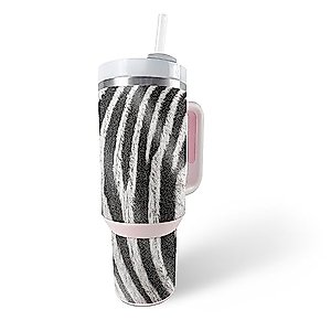 MightySkins Glossy Glitter Skin Compatible with Stanley The Quencher H2.0 FlowState 40 Oz Tumbler - Zebra Closeup | Protective, Durable High-Gloss Glitter Finish | Easy to Apply