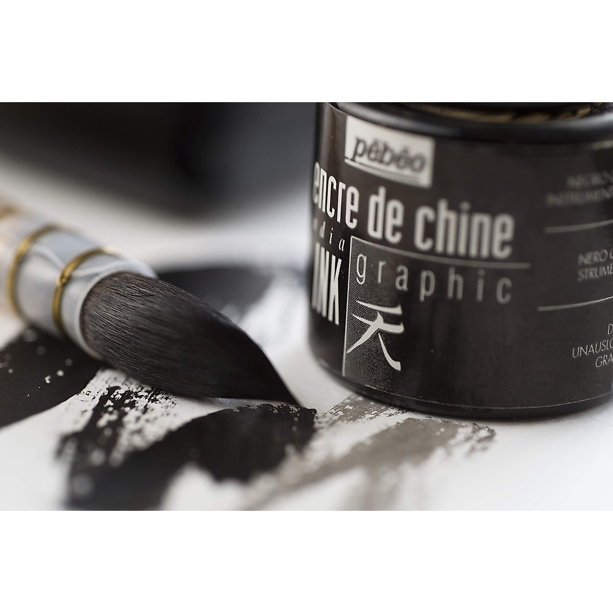 Pebeo Graphic India Ink, 250 ml Bottle Black