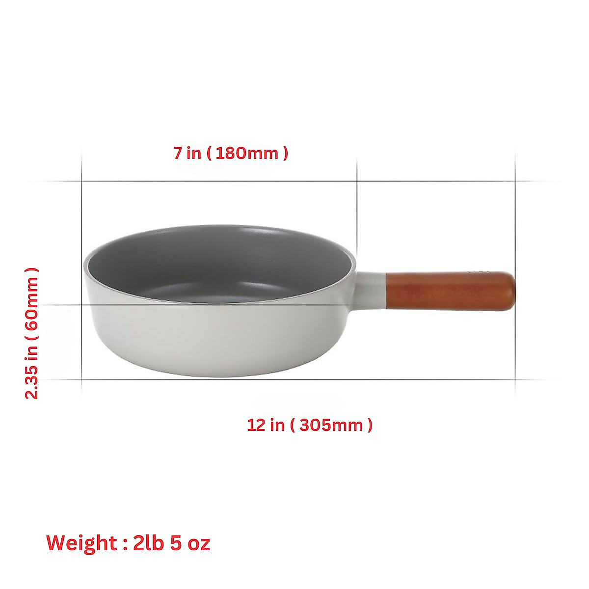 Neoflam FIKA Kitchen Nonstick 7-Inch Mini Wok with Wood Handle, Ceramic Non Stick Skillet, Induction Compatible Stir Fry Pan, Egg Omelet Pan, Gray Color, Made in Korea (18cm Petit Wok)