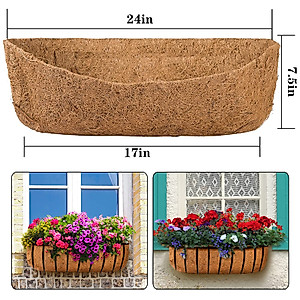 ANPHSIN 3 Pack Coco Liners for Window Planter Box - 24 Inch 100% Natural Coconut Coir Fiber Liner Replacement for Deck Flower Box, Garden Railing Fence Trough, Wall Planter Basket, Vegetables Pot