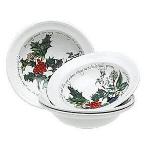 Portmeirion Holly and Ivy Oatmeal/Soup Bowls, Set of 6
