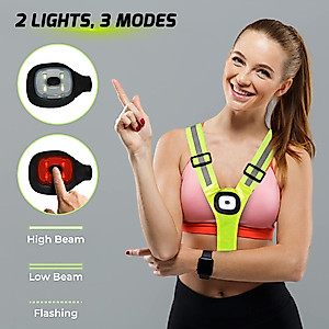 GREERRIDE Light Up Running Vest - Running Light Vest and Reflective Running Vest for Runners, Night Walking Running Reflective Gear for Men Women