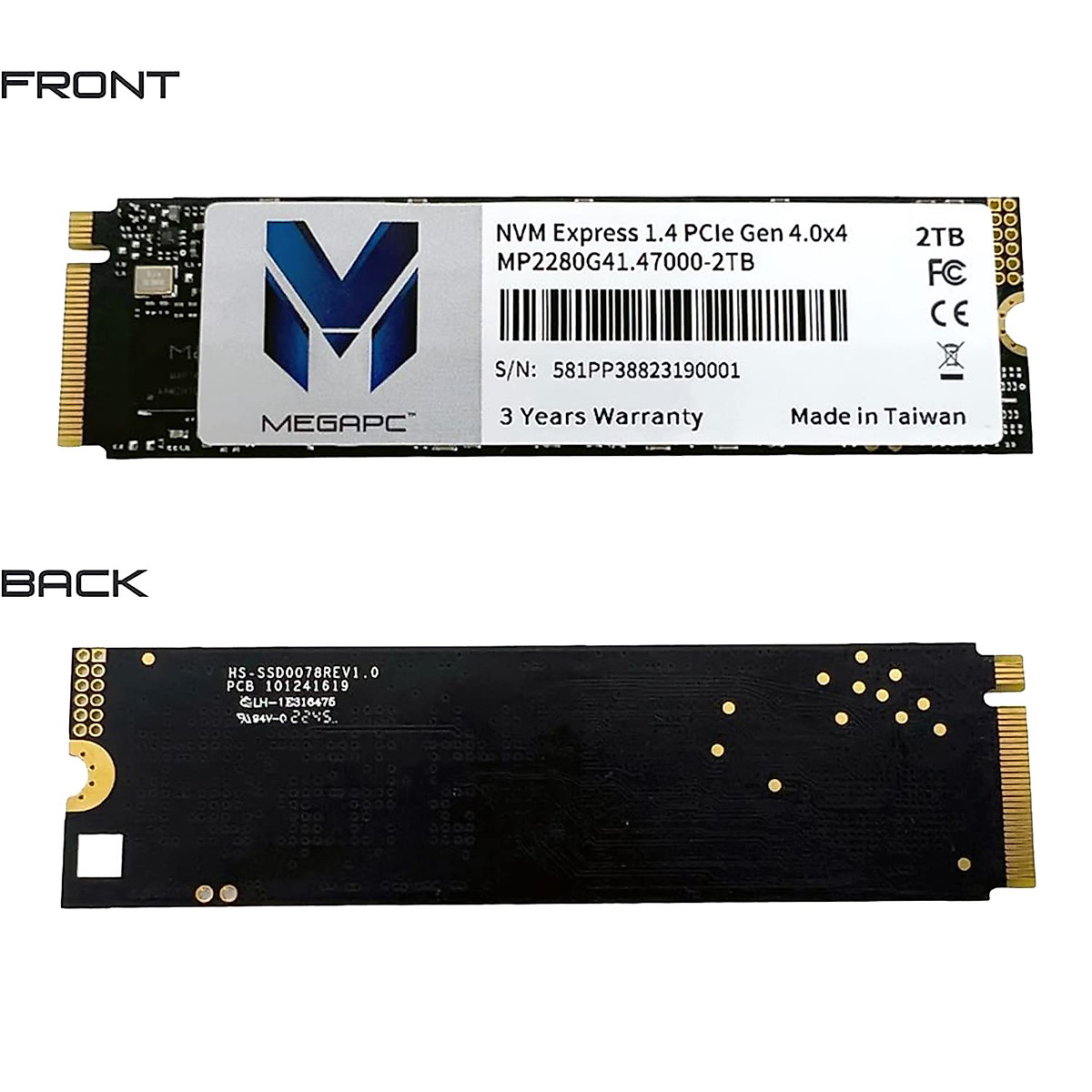 MegaPC PCIe SSD 2TB NVMe M.2 2280 Internal Solid State Hard Drive, Interface PCIe Gen 4.0 x4, Speed Up to 7000 mb/s, Storage and Memory Expansion for Gaming Computer PC Desktop Laptop AIO