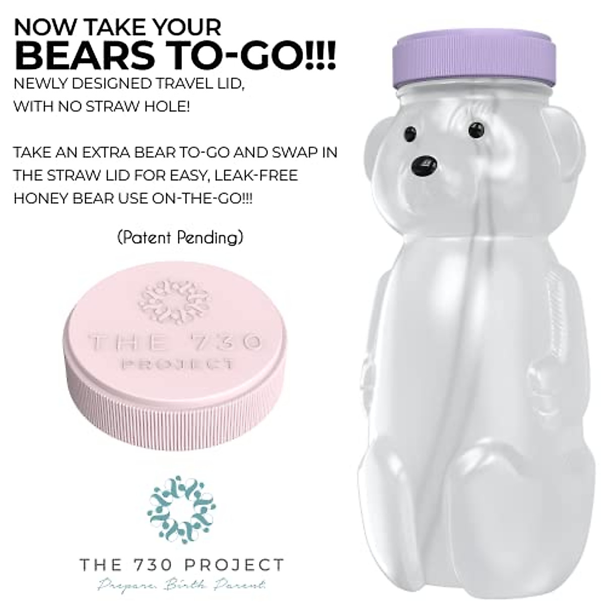 Honey Bear Straw Cup 2-pack with Travel Lid; 8oz straw bear cup for babies, improved lid design; Honeybear baby cup straw; Honey bear bottle cup; Straw learning therapy cup (Cherry Blossom/Unicorn)