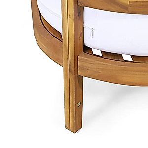 Christopher Knight Home Ellendale Loveseat and Coffee Table Set, White + Teak