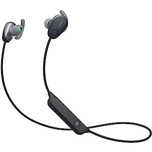 Sony WI-SP600N Black Premium Waterproof Bluetooth Wireless Extra Bass Sports in-Ear 6 Hr of Playback Headphones/Microphone (International Version) (Renewed)