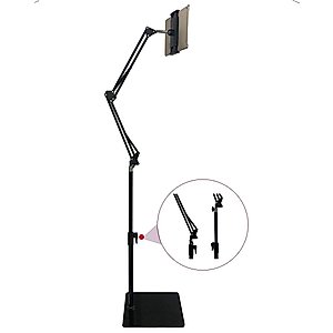 Kutatek Height and Angle Adjustable Floor Stand for iPad, iPhone, Samsung Galaxy Tablet, Kindle, Universal 360-degree Adjustable Floor Stand Holder for 3.5”~11” Devices, Max Height 59”(Black)