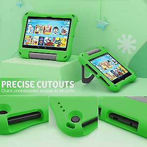 All-New 2022 8inch Tablet Case for Kids, Auorld Light Weight Anti Slip Shockproof Kids Friendly Case Cover with Bracket for 8 inch Tablet -Green