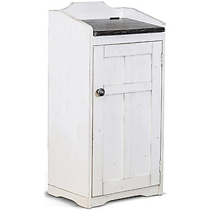 Pemberly Row 16" Farmhouse Wood Trash Box in White/Dark Brown