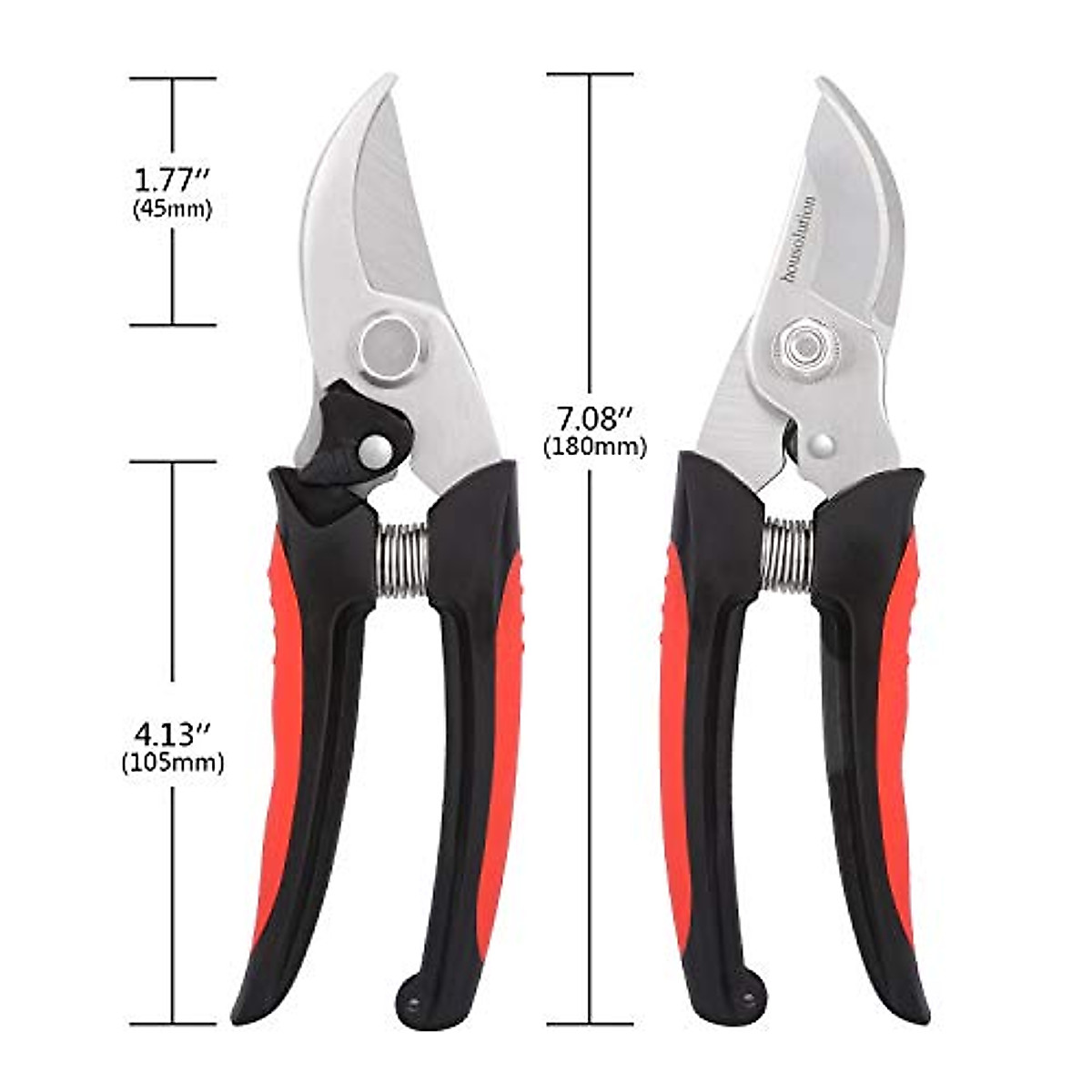 Housolution Pruning Shears Father's Day Gifts, Premium Heavy Duty Stainless Steel Ultra Sharp Multi-purpose Hand Pruning Scissors Snip Leaf Trimmer Branch Clippers with Handle for Garden, Black & Red