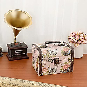 ELLDOO Butterfly Treasure Chest Box, Wooden + PU Leather Storage Decorative Box for Jewelry Trinkets, Keepsakes box for Girls Women Gifts