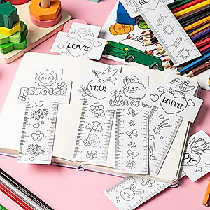 X1zuue 70Pcs Christian Religious Color Your Own Bookmarks DIY Coloring Blank Bookmark Ruler Jesus Cross Measuring Ruler for Party Sunday School Favors Classroom Student Rewards Goodie Basket Fillers