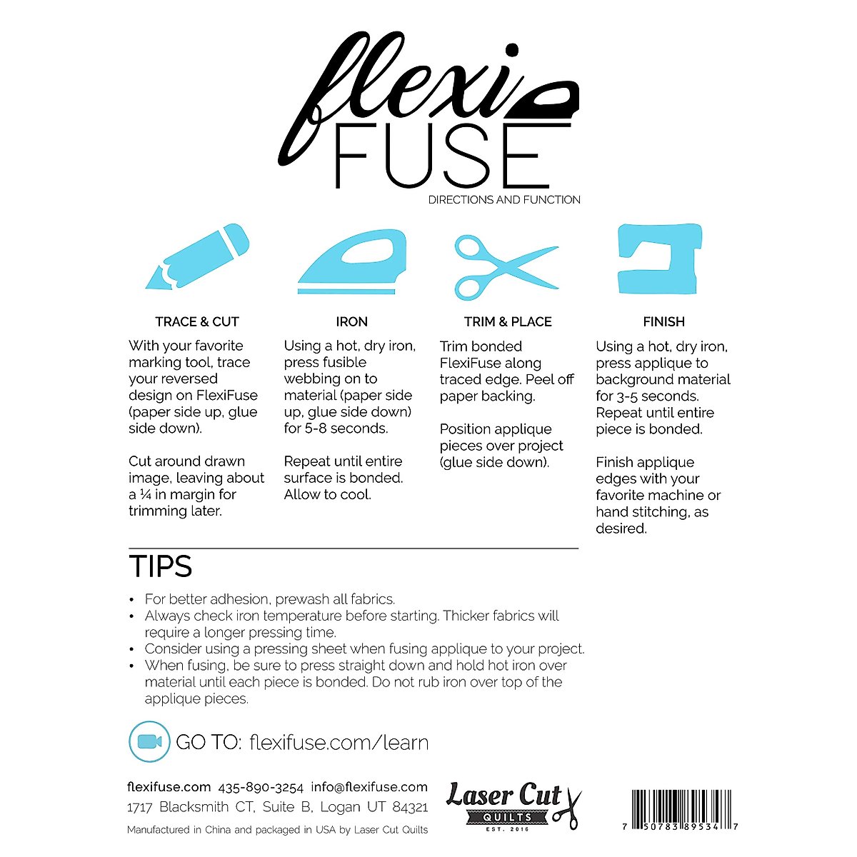 10 Sheets (8" x 10.5") - FlexiFuse Lightweight Fusible Web for Applique
