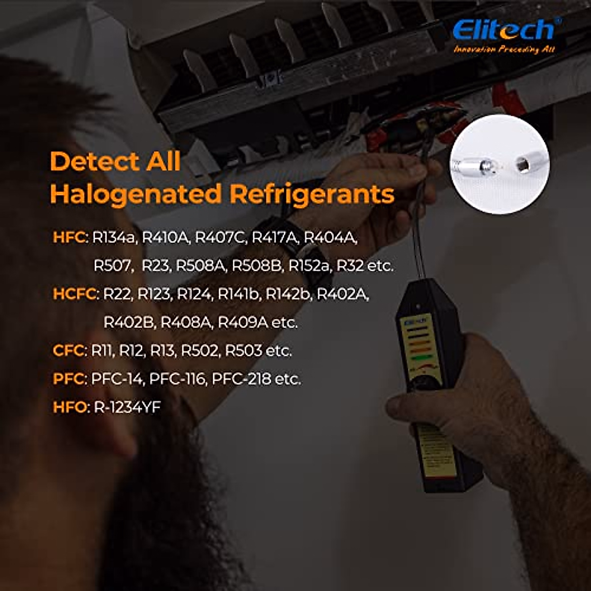 Elitech WJL-6000S Freon Leak Detector Halogen Refrigerant Tester AC Leak Sniffer R22 R410A R134A R1234YF