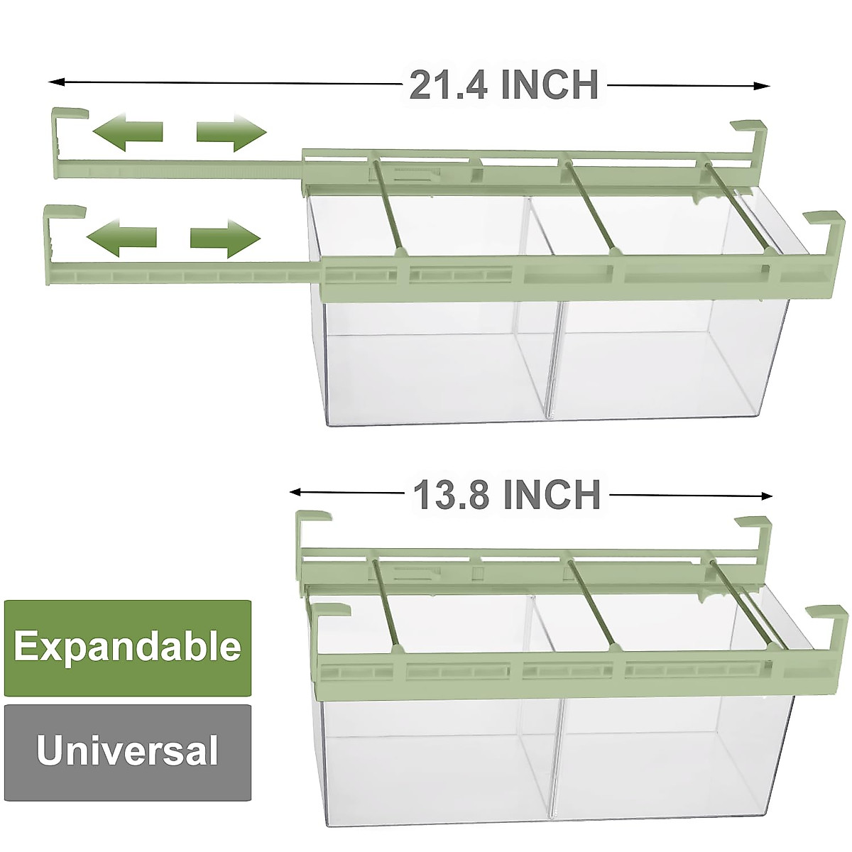 Yatmung 2 Pack Extra-Large Deli Drawer Organizer for Refrigerator Pull Out - Fridge Drawer Organizer and Storage Containers - Meat, Cheese, Produce, Universal Fridge Sliding - Fridge Organization Bin