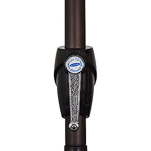 California Umbrella 9' Round Aluminum Market Umbrella, Crank Lift, Auto Tilt, Bronze Pole, Black Olefin